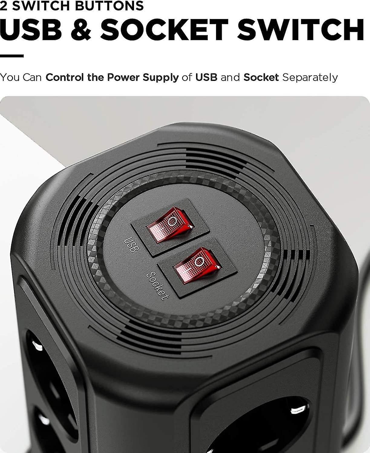 12 Way Socket Tower And 5 Usb Multi-socket Socket Strip Surge ...