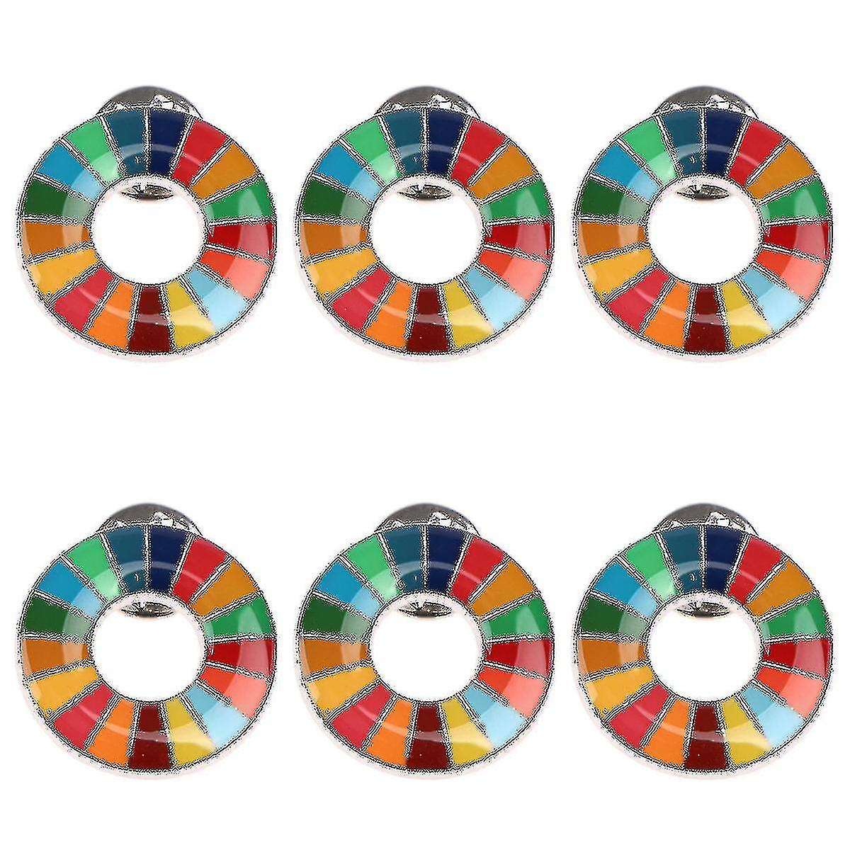 6 Pcs Enamal 17 Colors Sustainable Development Goals Brooch United ...