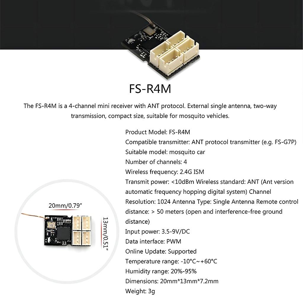 R4M G7P 4 Channel Receiver 2.4GHz for Mini Vehicles Car Transmitters ...