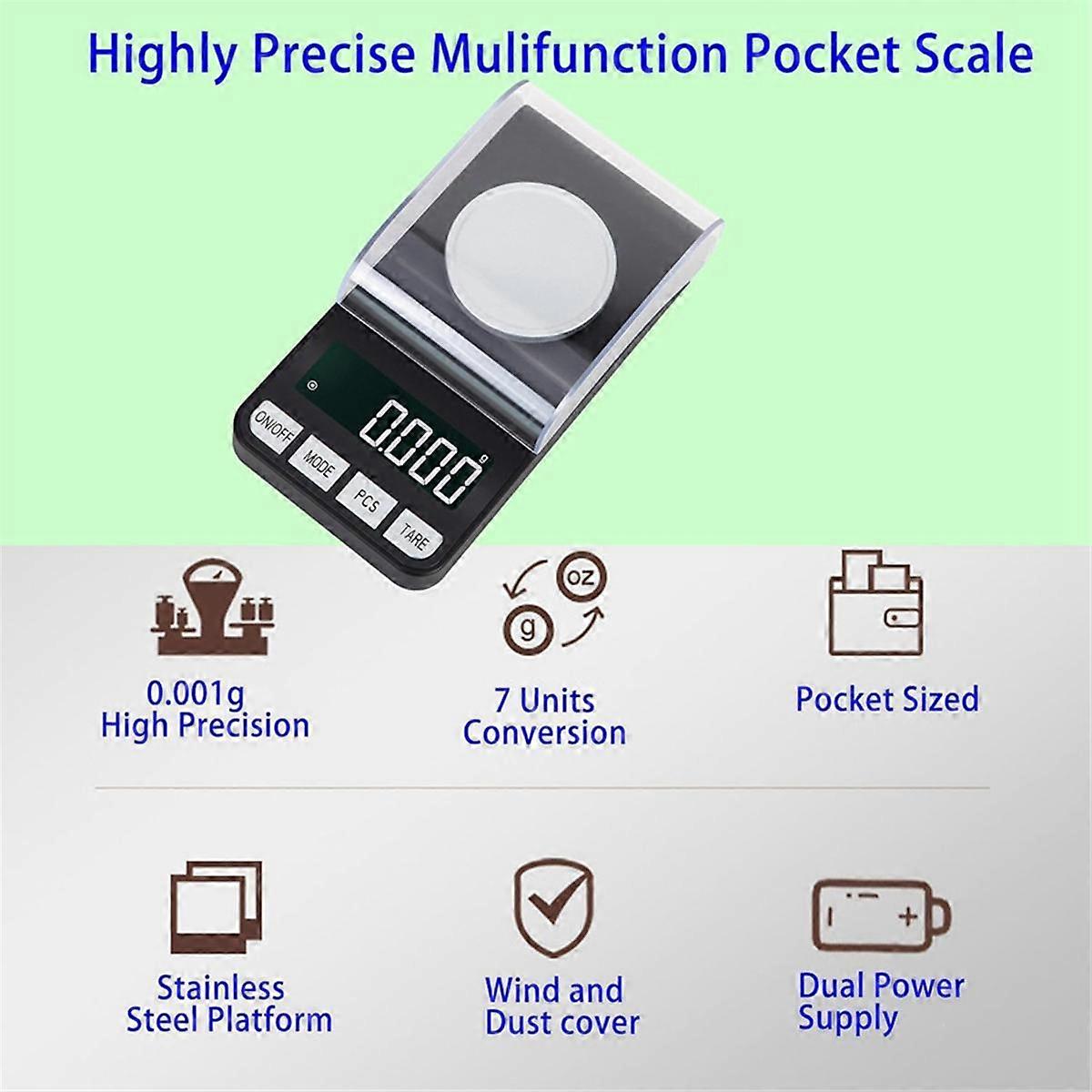 High Precision 100g/0.001g Digital Milligram Scale Jewelry Scale, Pocket Scal, Reloading, with ...