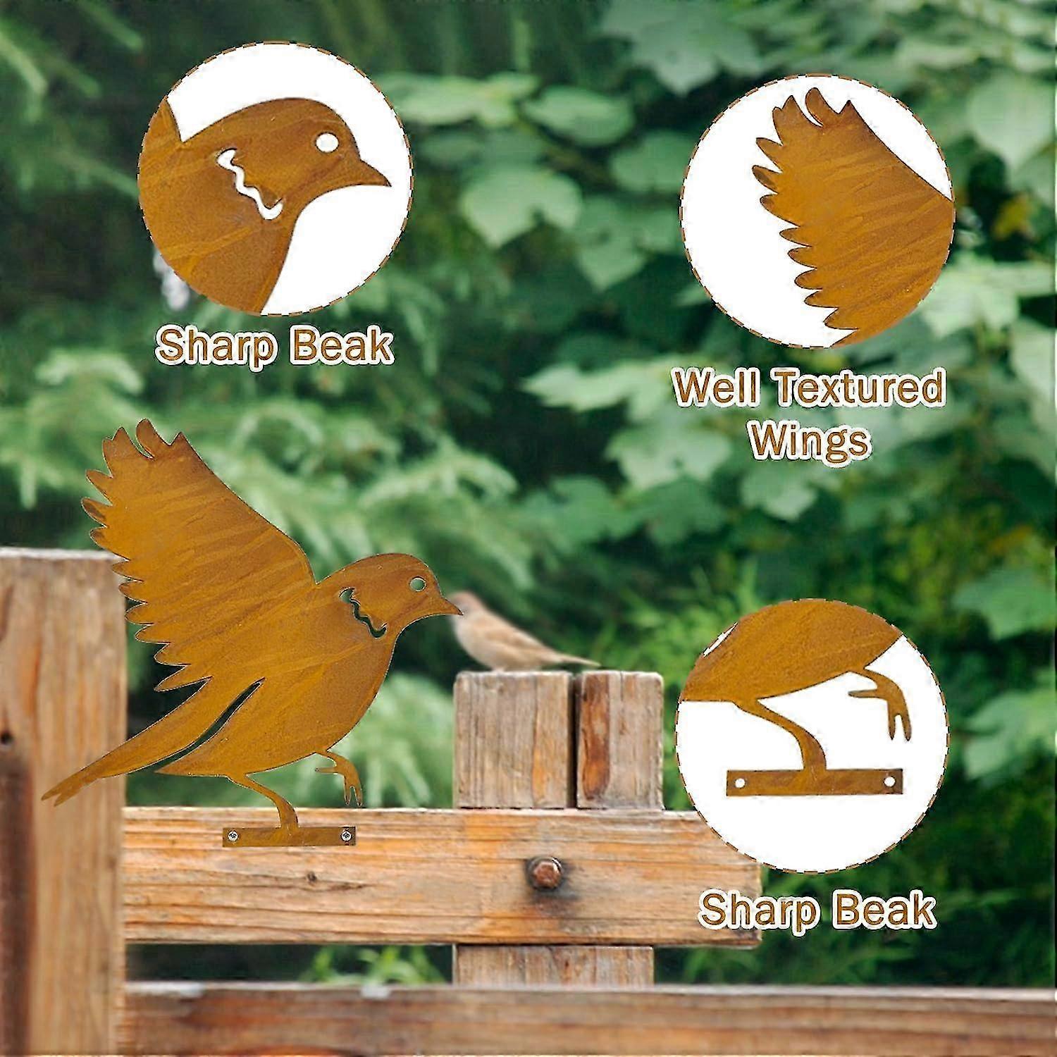 Rust Bird Garden Decoration, Pack of 5 Patina Metal Birds Rust Stakes ...