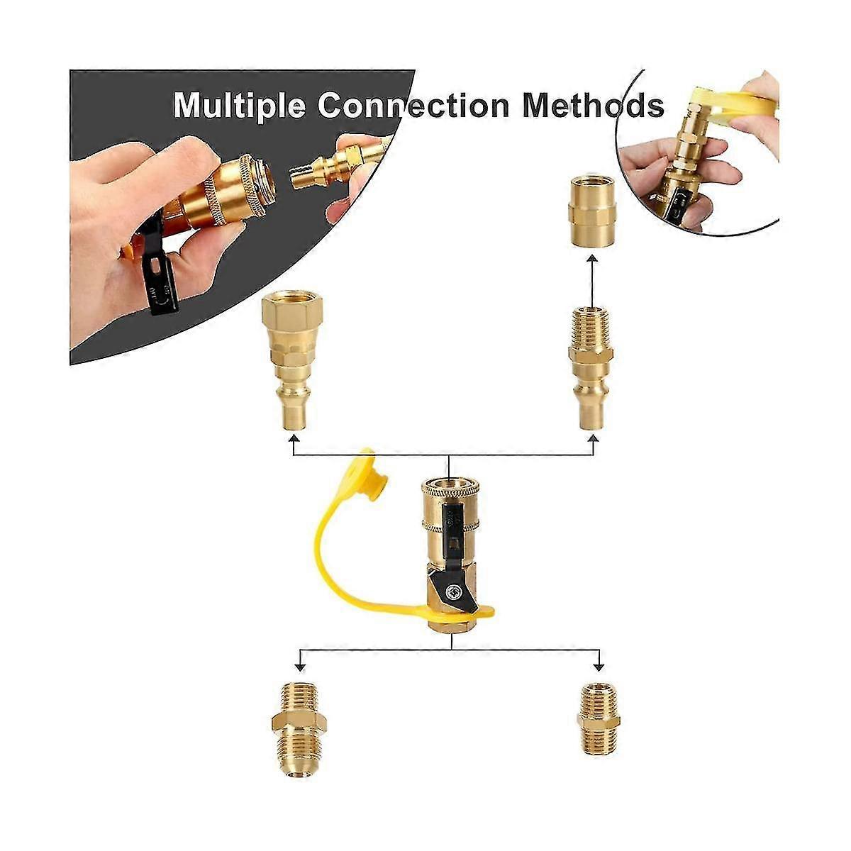 Rv Propane Quick Connect Fitting Adapter Valve, 1/4 Inch Male Npt Full ...