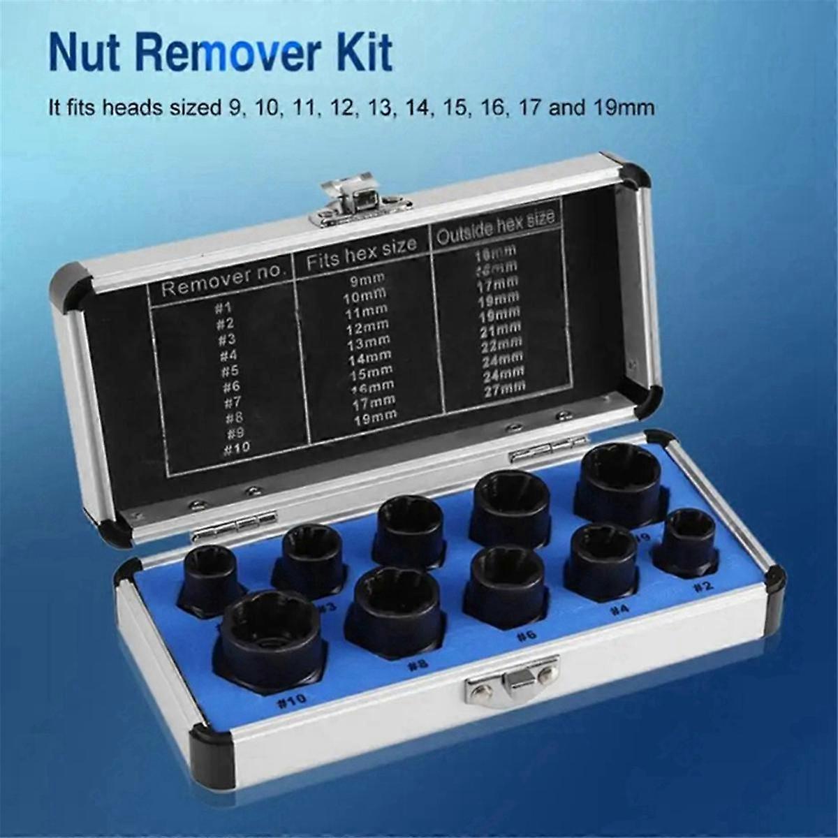 10Pc Nut Extractor Set Broken Screw Nut Removal Tool Set Machine Repair ...