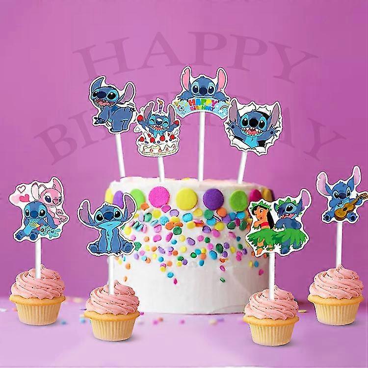 8pcs/set Disney Lilo & Stitch Cake Topper For Birthday Party Stitch ...
