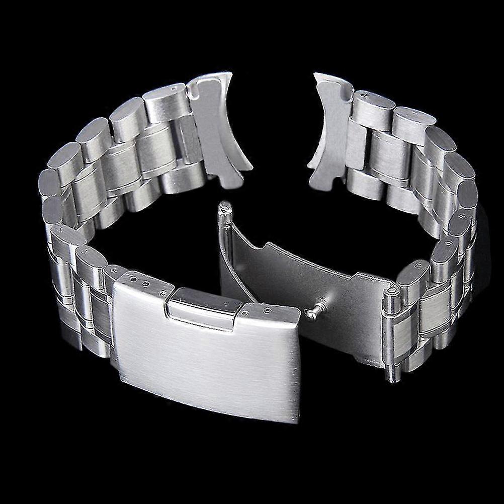 20mm Stainless Steel Solid Links Bracelet Watch Band Strap Curved End ...