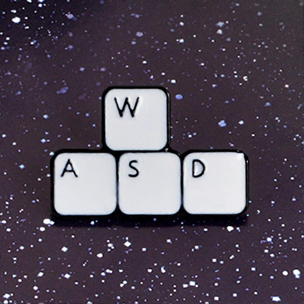 WASD Gaming Keyboard Enamel Computer Gamer Denim Jacket Lapel Brooch ...