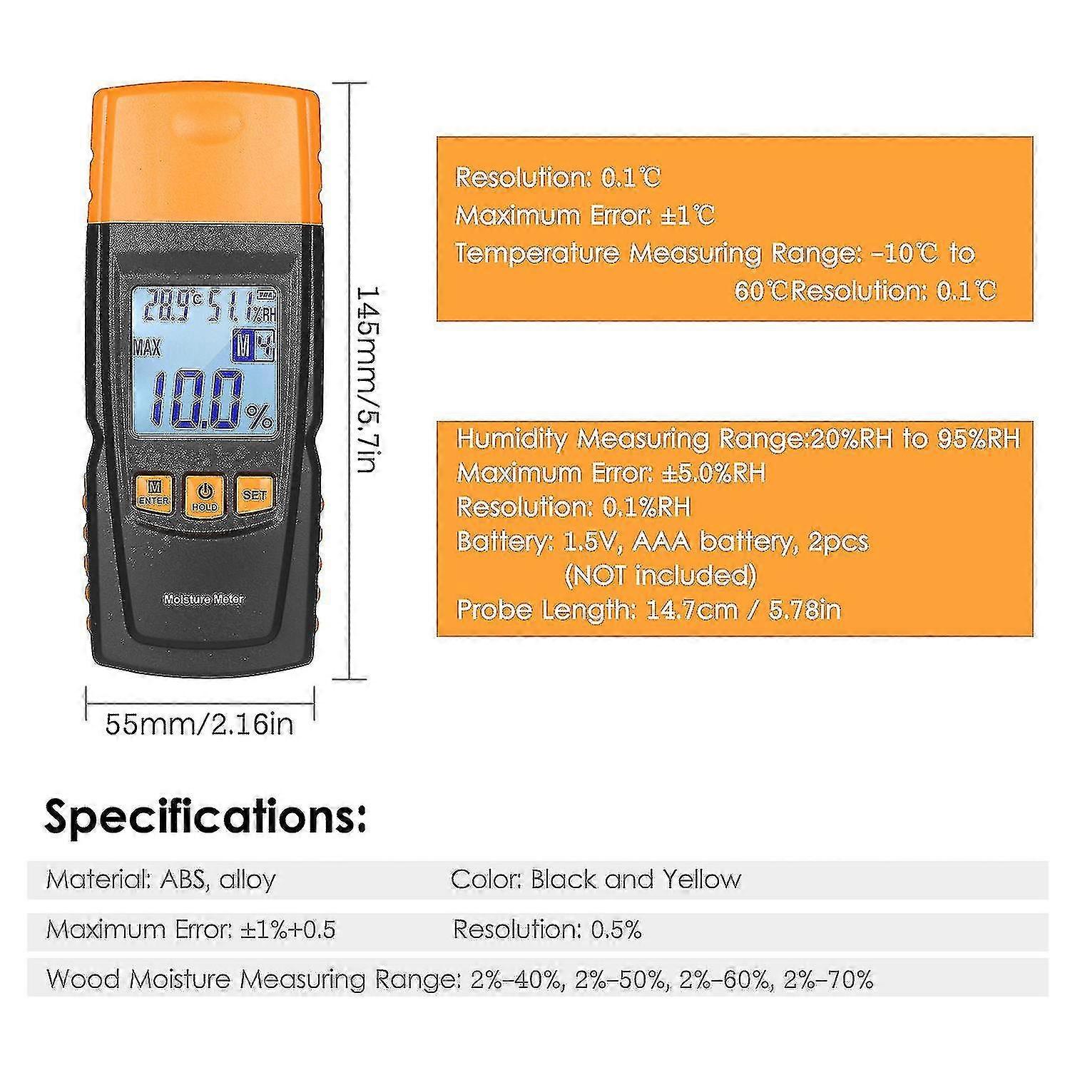 3-in-1 Digital Wood Moisture Meter Firewood Water Content Analyzer ...