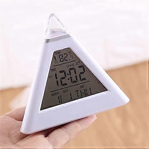 Alarm Clock for Kids - Pyramid Shaped Digital Led Clock, 7 Color Change ...