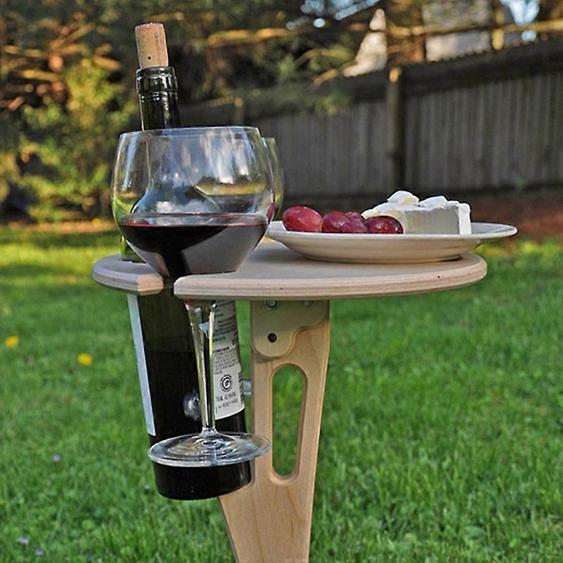 Wine Rack Outdoor Foldable Wine Table, Portable Wooden Camping Table ...