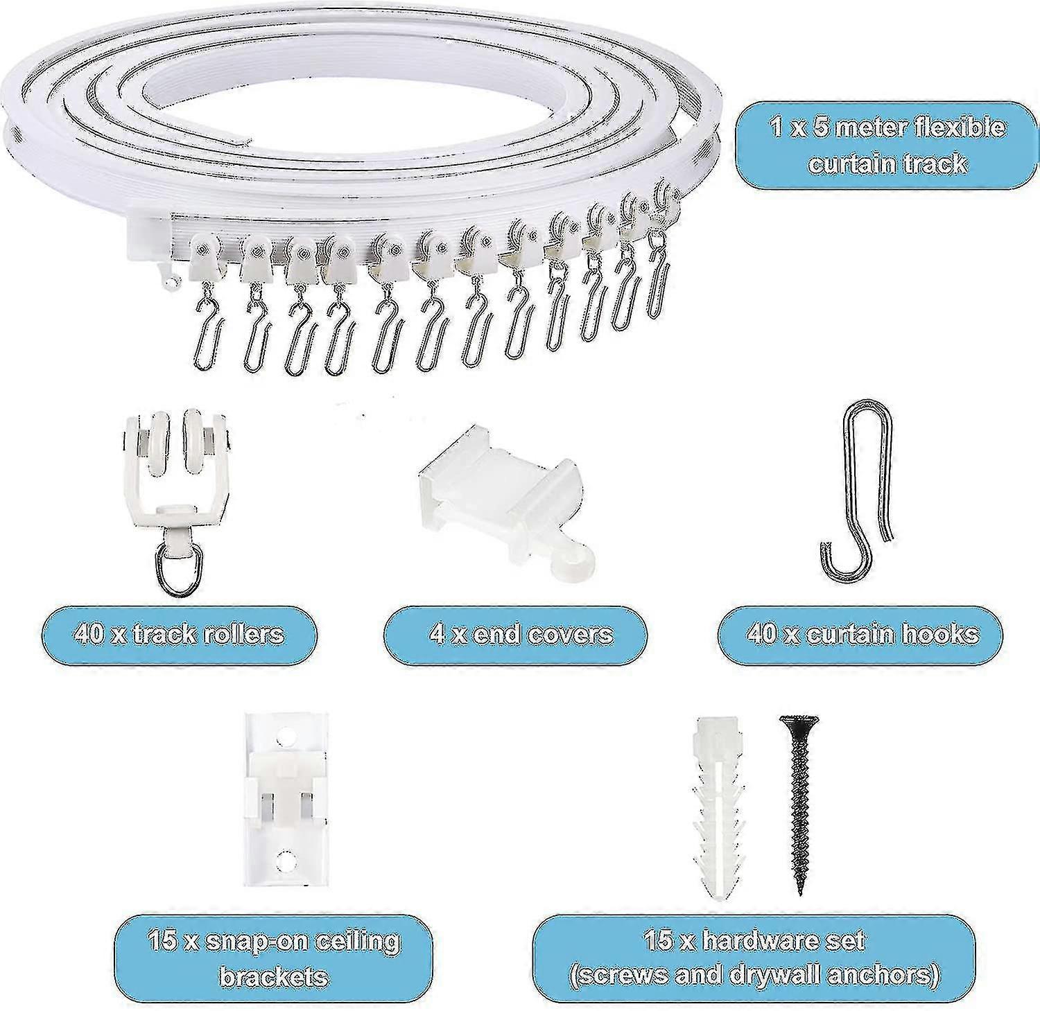 5 Meters Bendable Ceiling Curved Curtain Track Flexible Ceiling Curtain ...