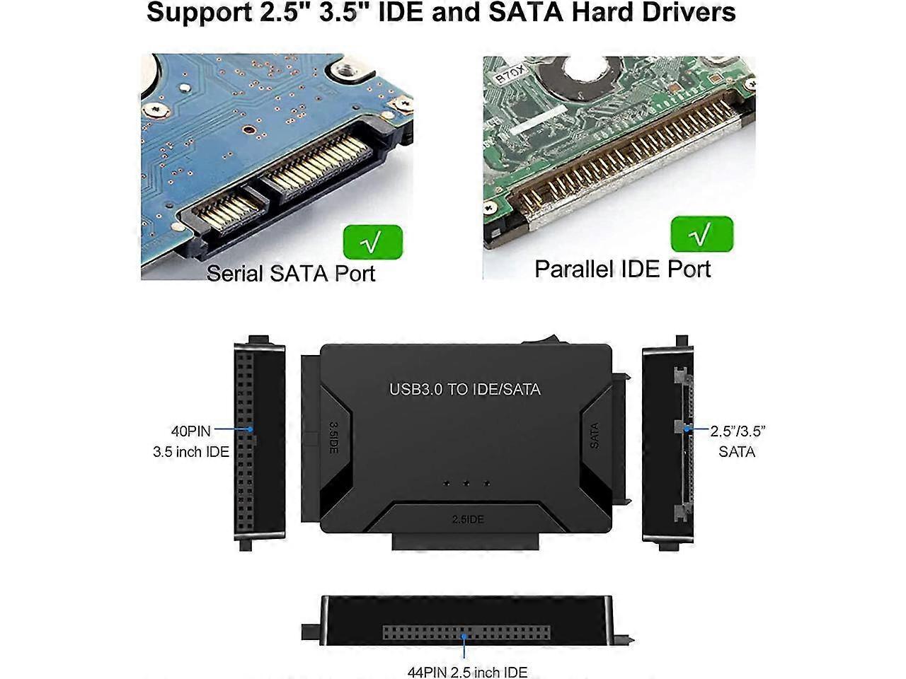 SATA / IDE to USB 3.0 Adapter, Hard Drive Reader for Universal 2.5 3.5 ...