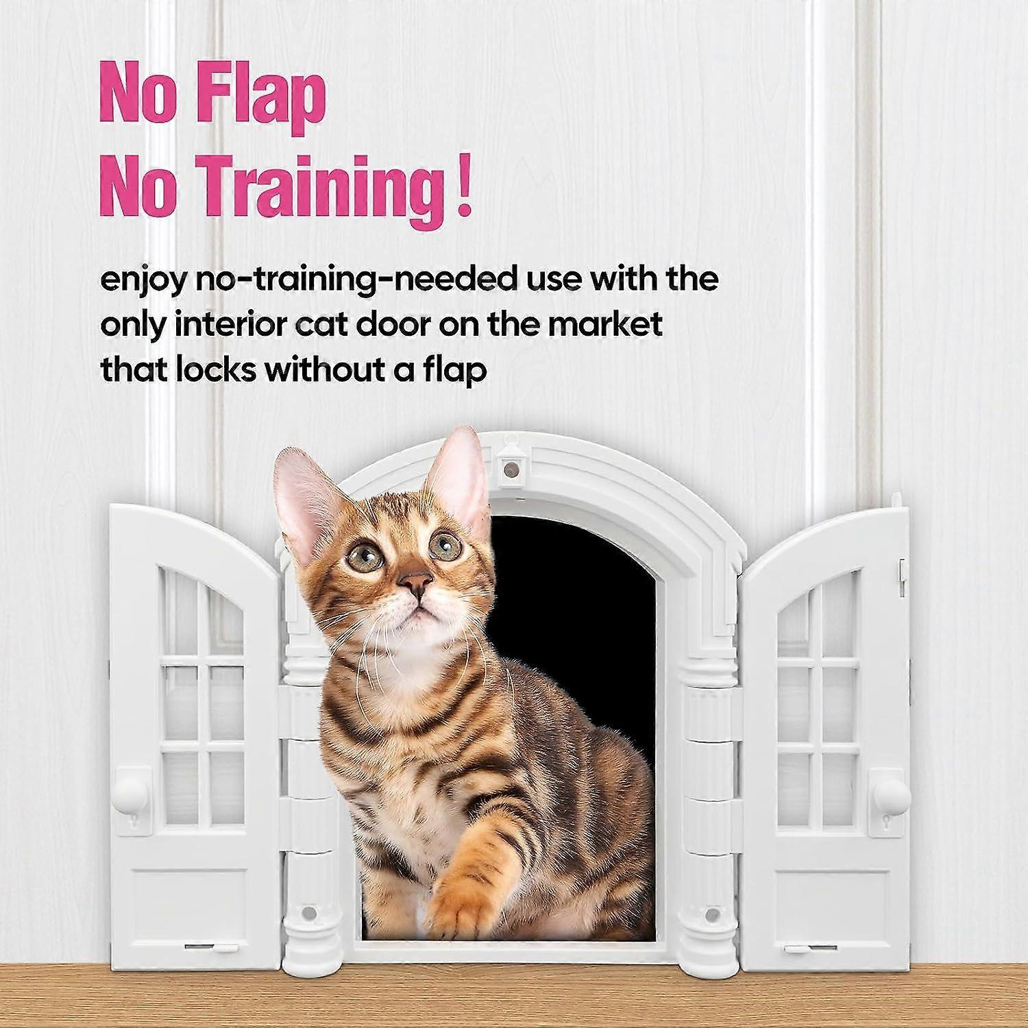 French Cat Door, Stylish No-Flap Cat Door Interior Door for Cats Up to ...