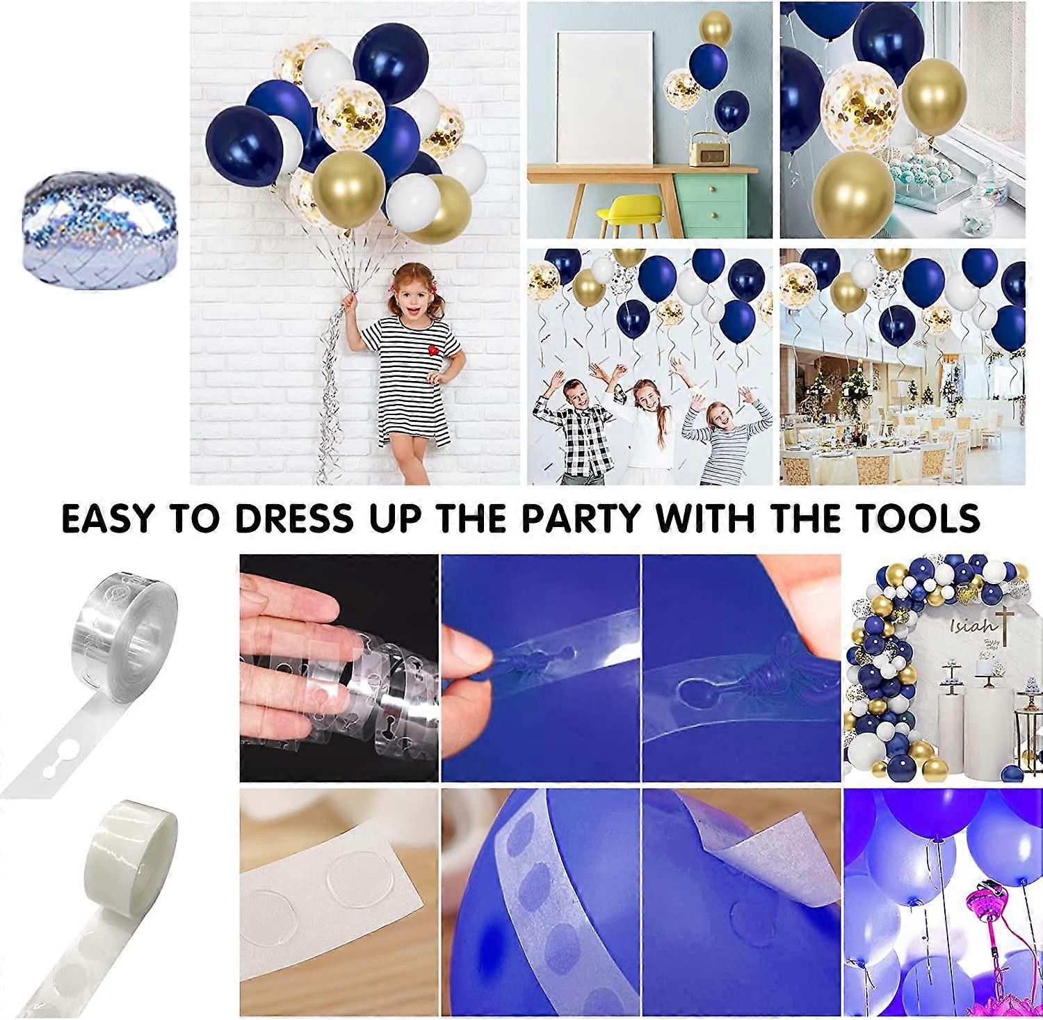 128 Pcs Navy Blue Balloon Arch Kit, Navy And Gold Balloon Garland Kit ...