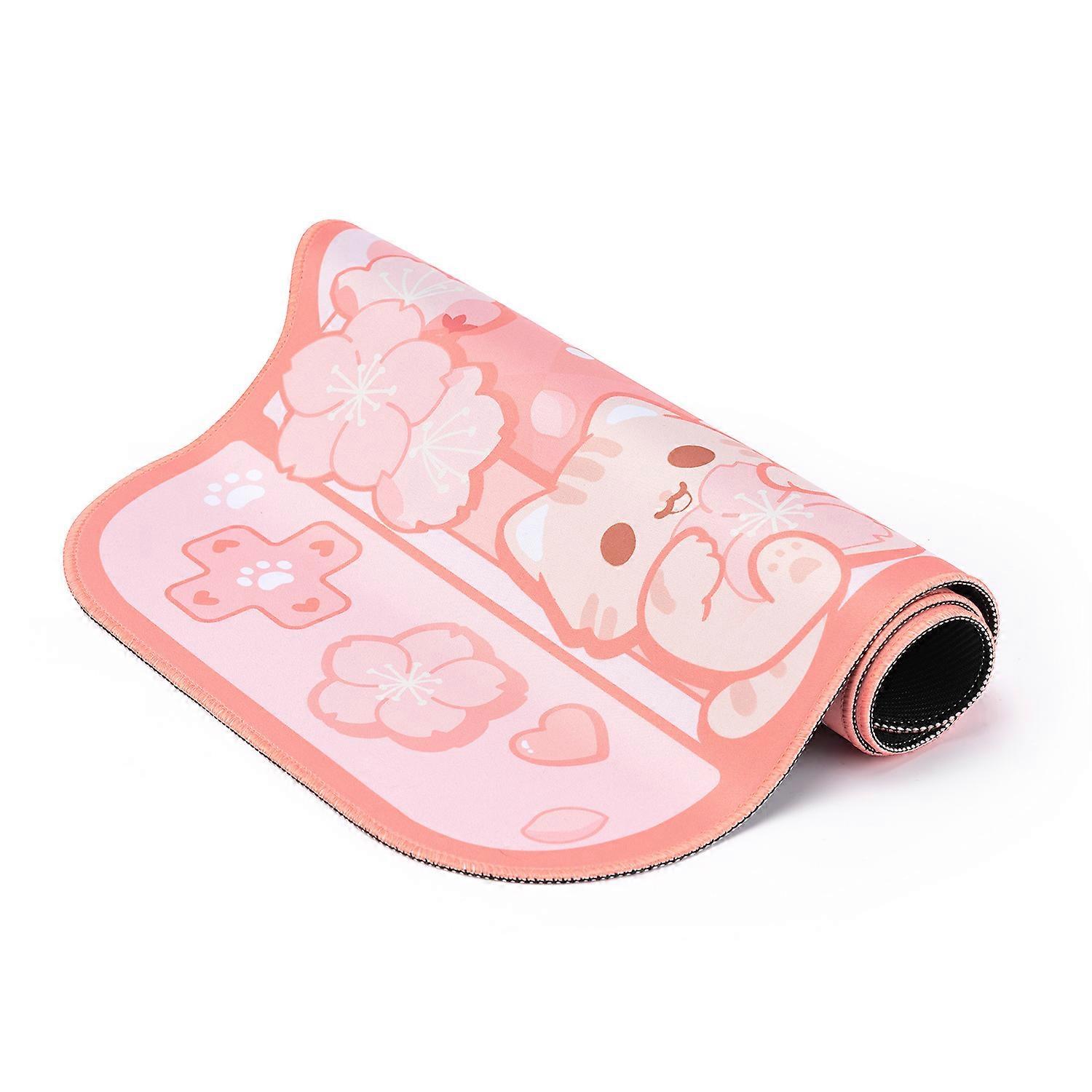 Large mouse pad Sakura cat pink cute cat ears gaming pad mouse non-slip ...