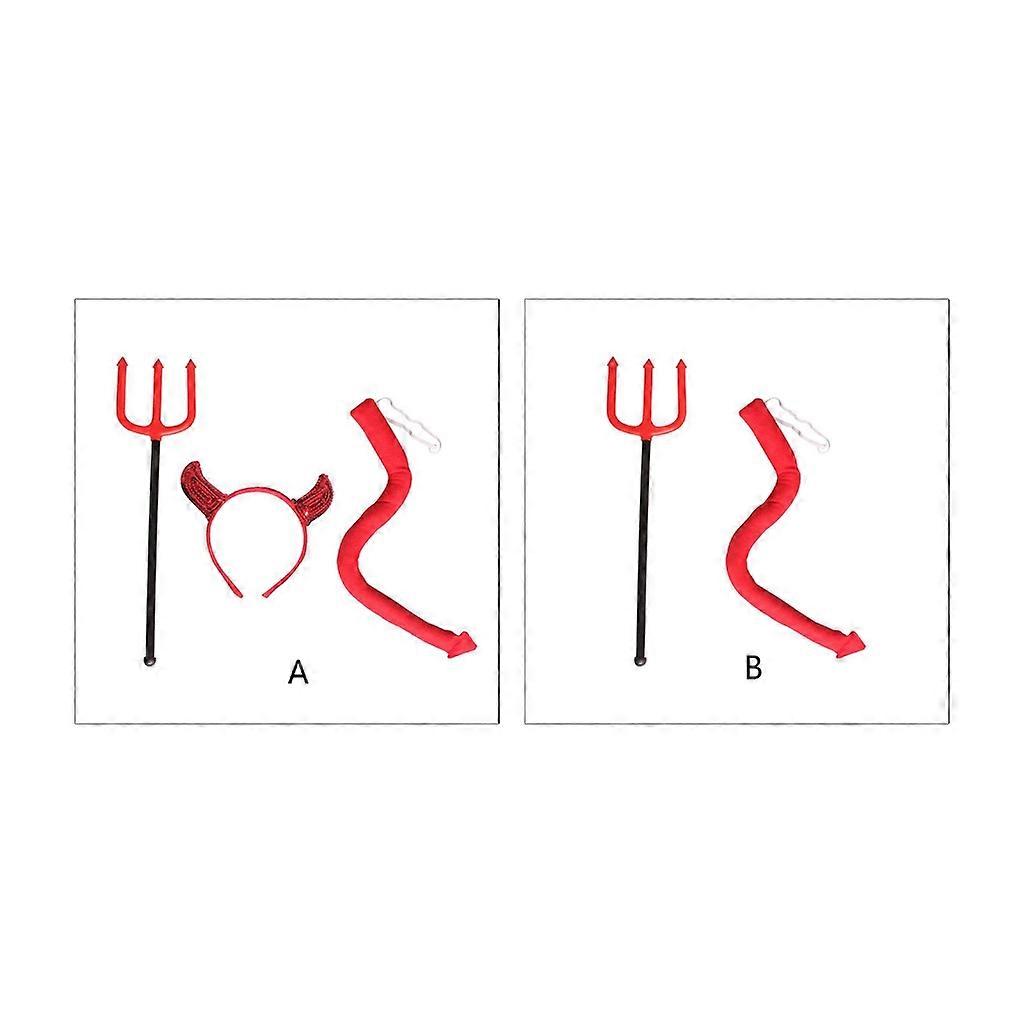 Cartoon Devil Horns Hairband and Choker Tail Hairpin Scepter Cosplay ...