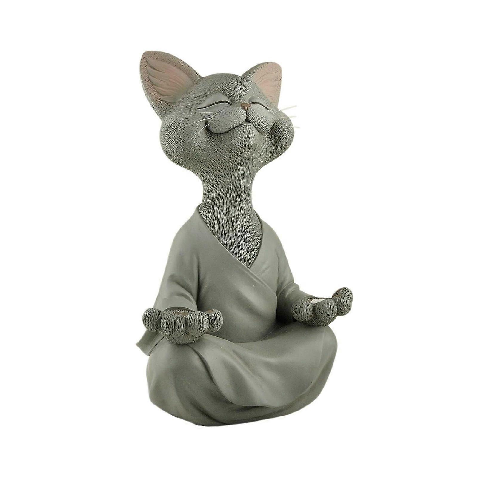 Whimsical Buddha Cat Figurine Resin Statue, Meditation Yoga Decoration ...