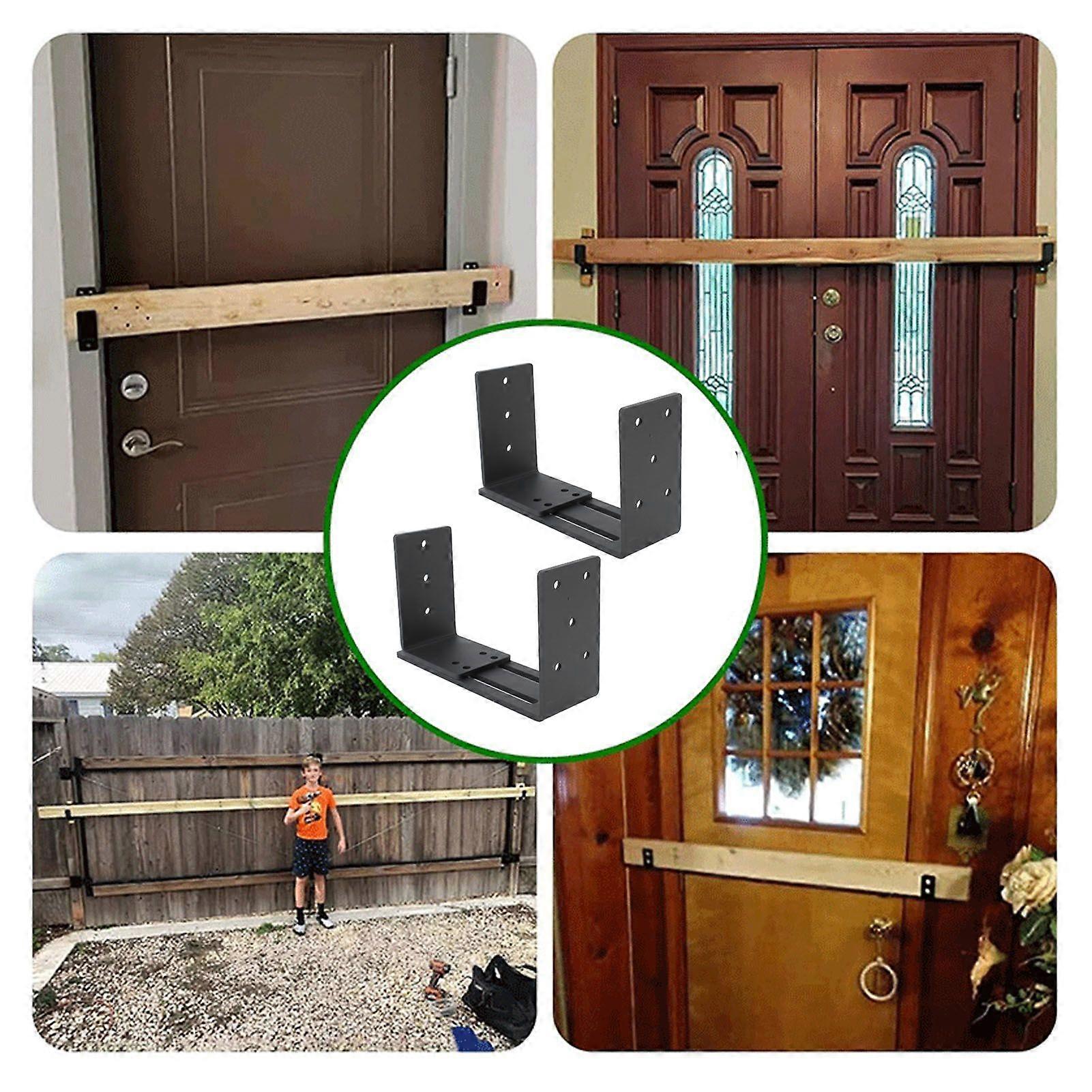 Adjustable Door Barricade Brackets Heavy Duty Drop Open Bar Holder ...