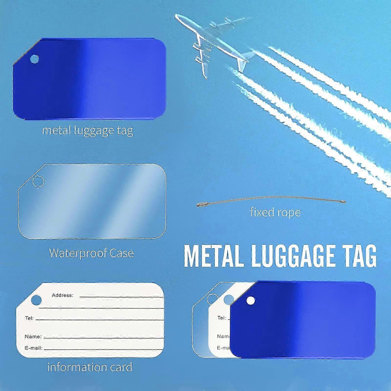 6 Pack Metal Luggage Tags for Suitcases, Waterproof Suitcase Tags for Travel Luggage Bag ...