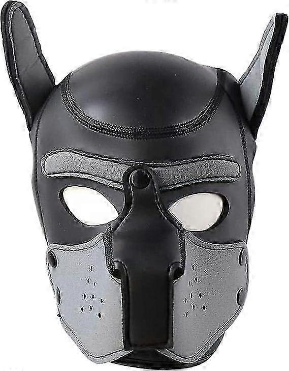 Black Leather Dog Mask with Soft Latex Suitable for Pet Play and Puppy ...