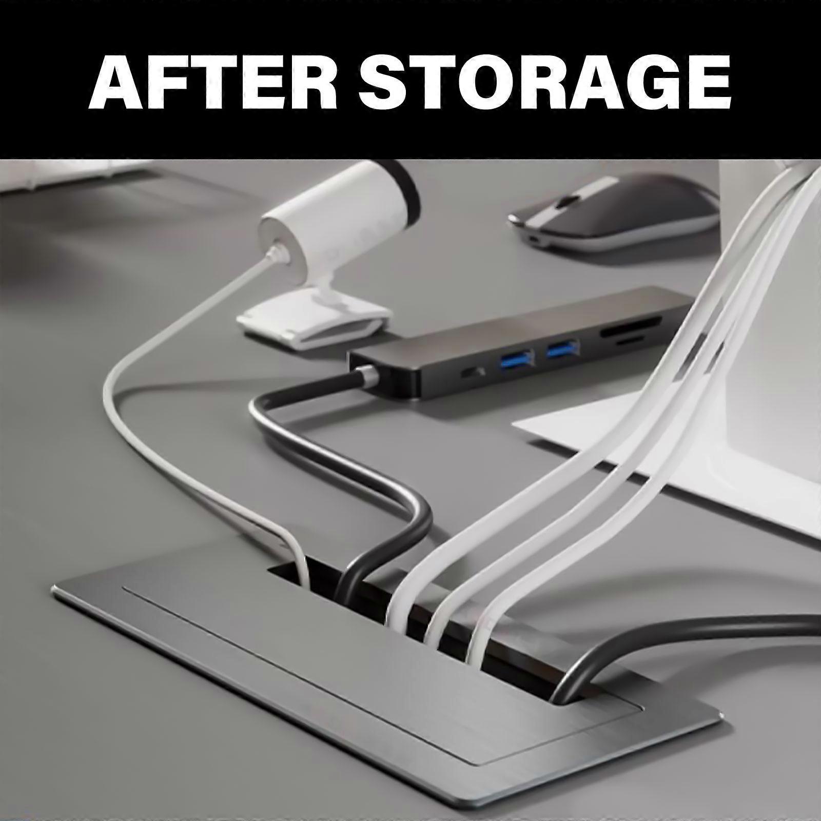 Aluminum Desk Cable Management Grommets with Brush Homes Office Cord ...