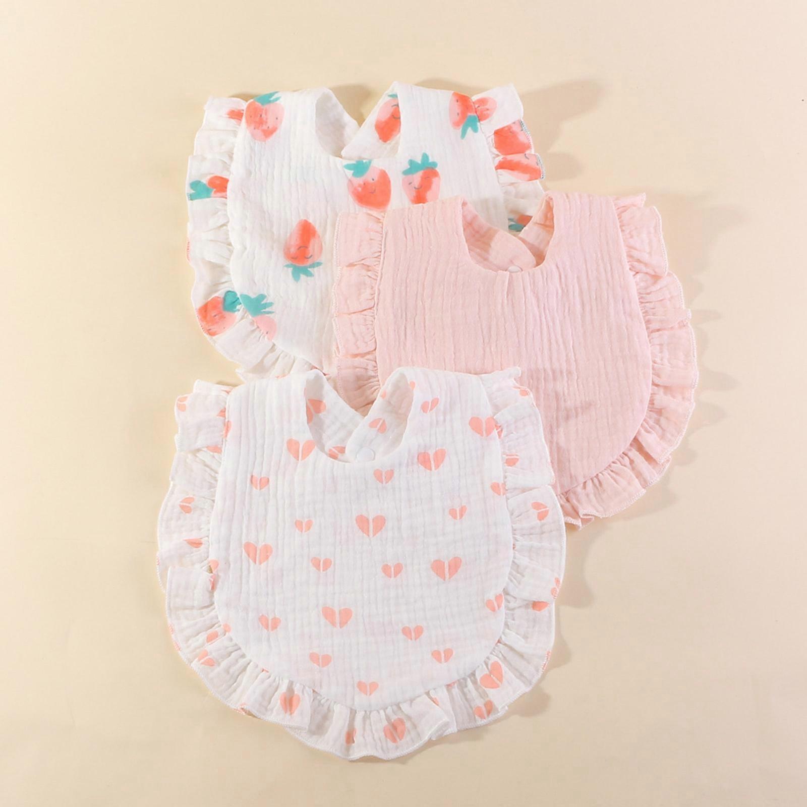Baby Bibs Bulk 3pcs Cotton Burp Cloth Ruffle Bibs Infant Gender Neutral ...