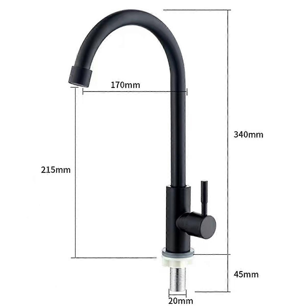 G1/2 Faucet 90 Degree Rotating Single Cold Matte Black Water Tap for ...