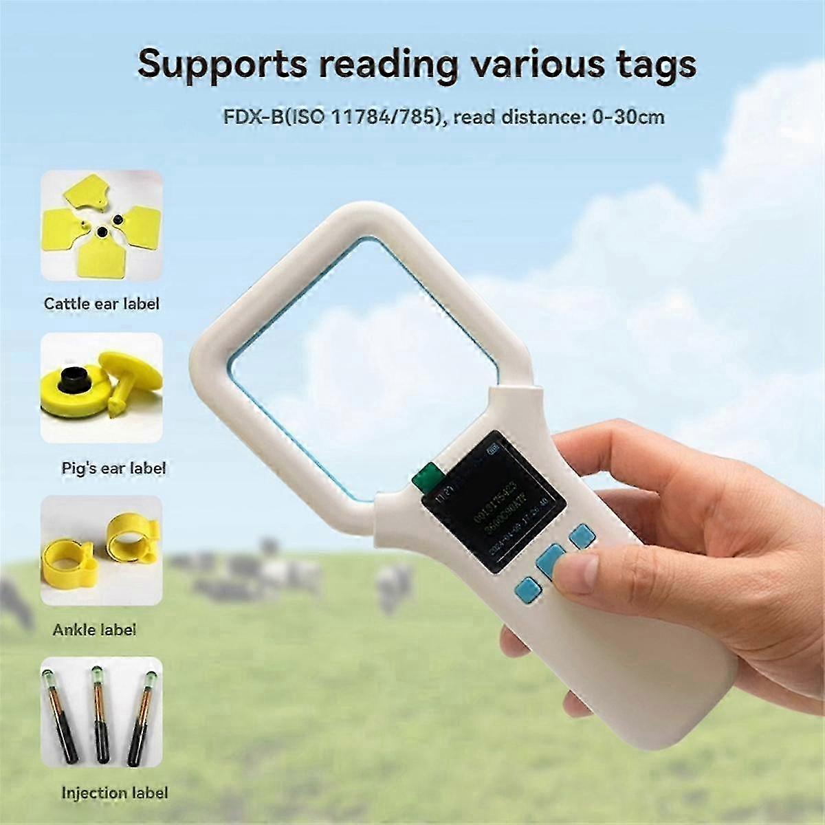 USB Handheld RFID Scanner 134.2Khz 125Khz for Animal ID Tags Dogs Cats ...