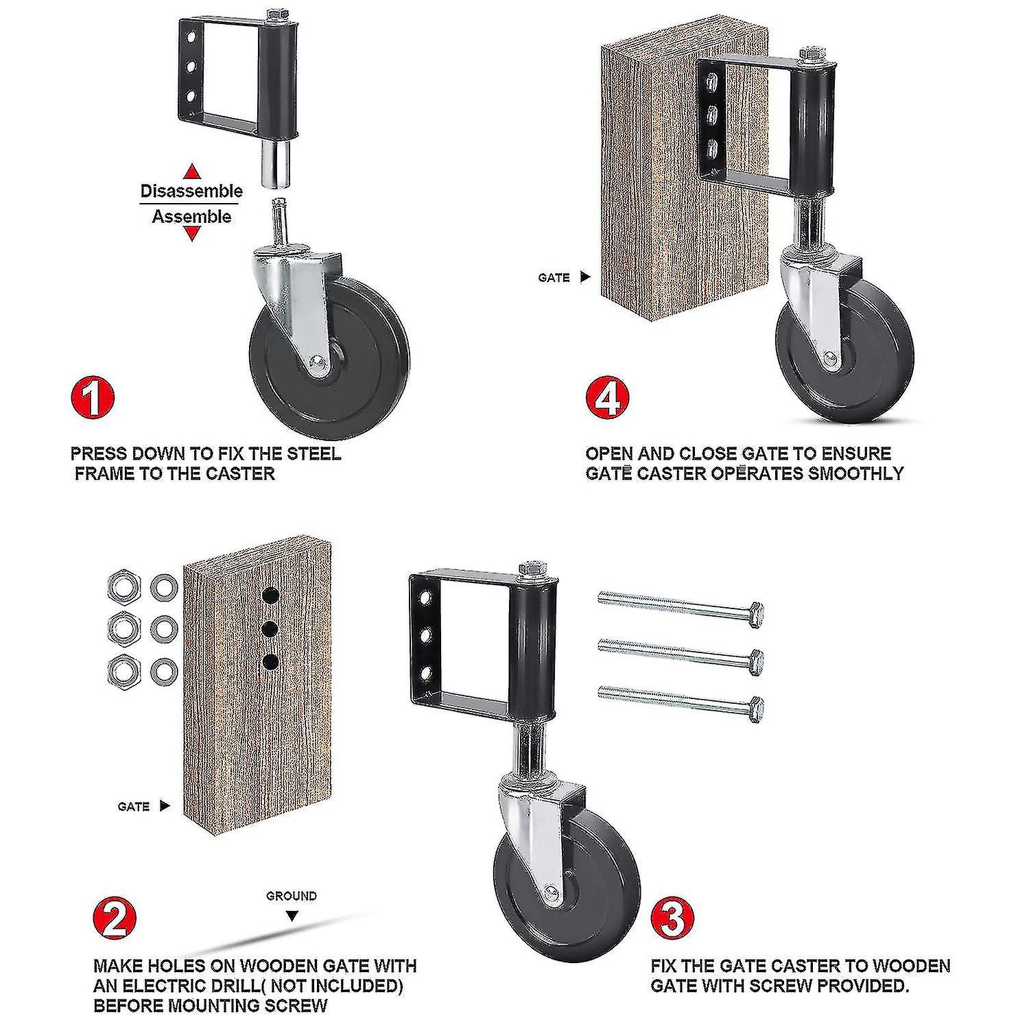 Set Of 2 Aging Resistant Rubber Spring Loaded Gate Rollers With ...