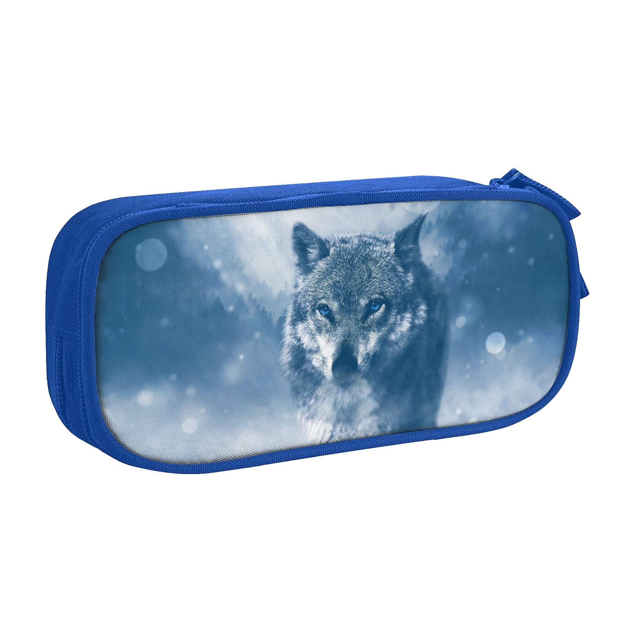 Large Capacity Pencil Case, Winter Animal Lonely Wolf Pattern Pencil ...