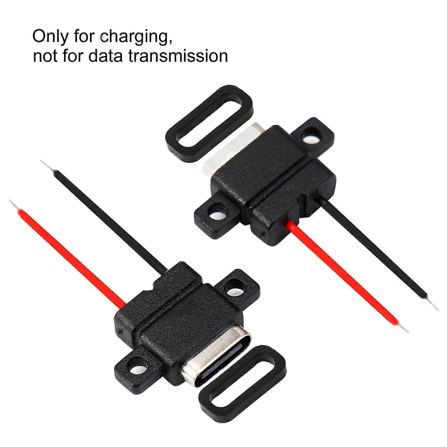 5 Piece USB 3.1 Type-C Connector, 2-Pin Waterproof USB C Socket with ...