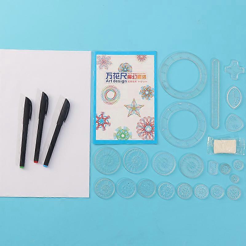 22pcs Spirograph Drawing Toys Ruler Set Interlocking Gears & Wheels ...