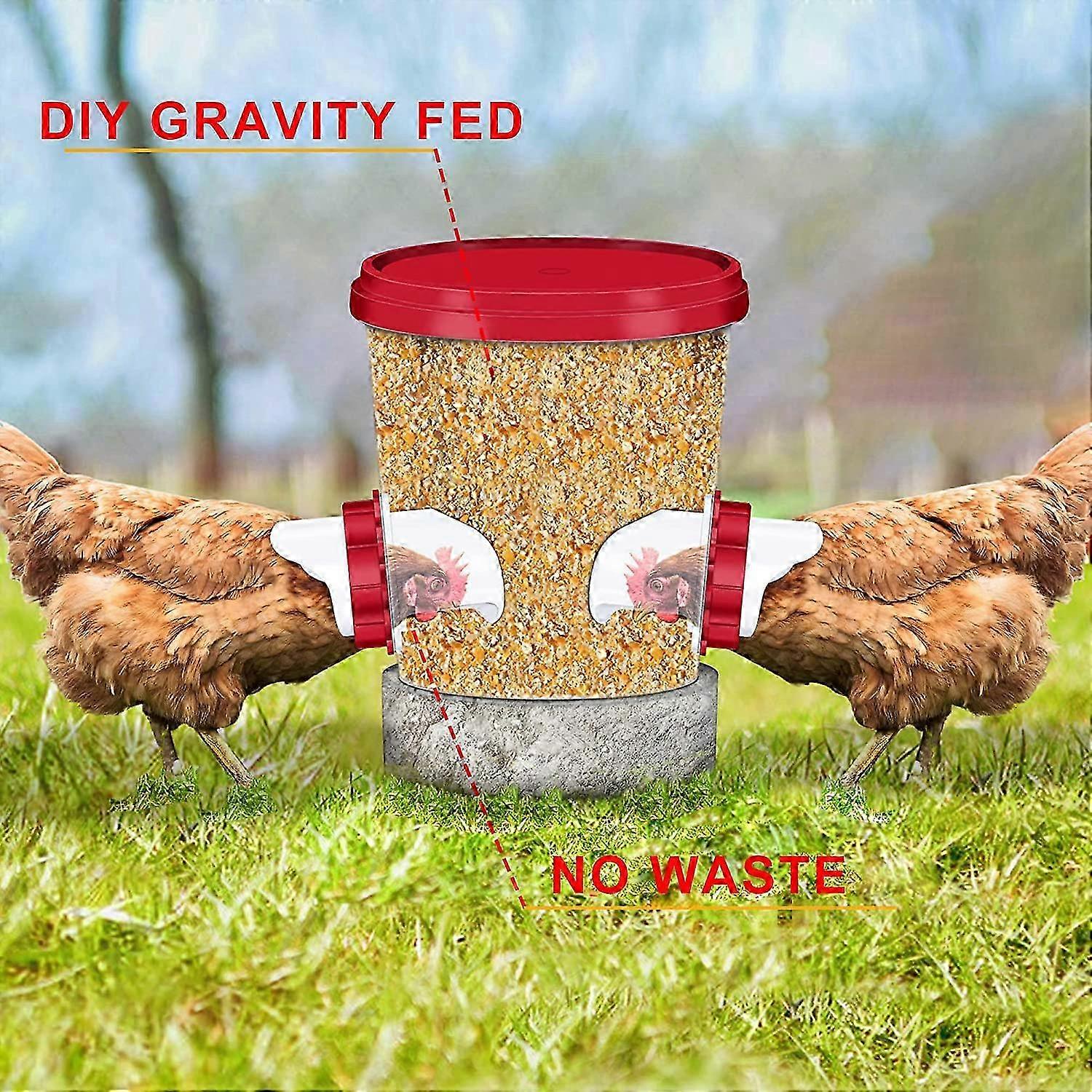 Chicken Feeder, Automatic Hen Feeder, 4 Ports DIY Poultry Feeder ...