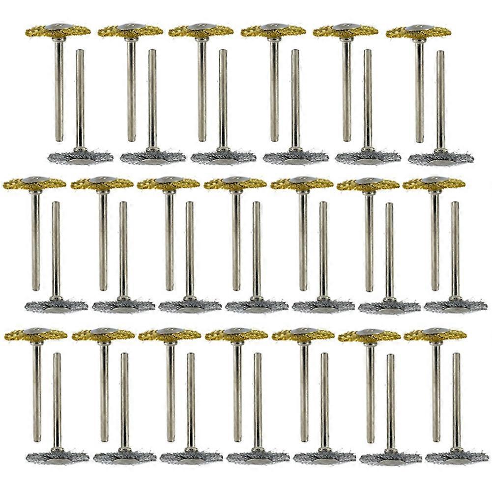 40 Pieces Mini Wire Brush Wheel Cup Brass Steel Wire Brush Set (3mm ...