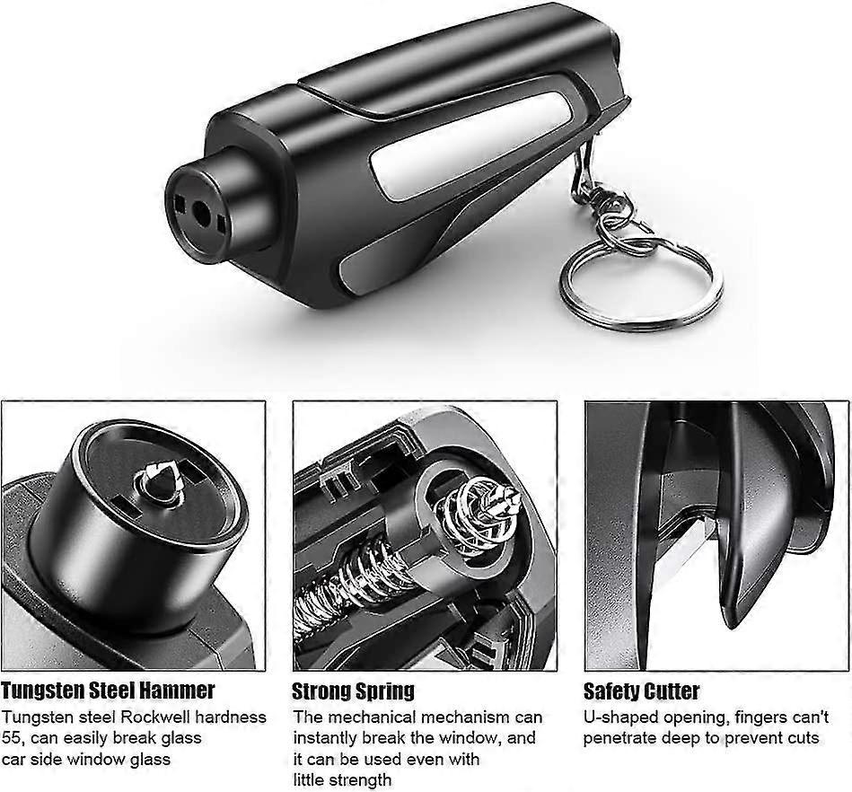 Car Window Breaker, 3 In 1 Window Breaker Keyring, Seat Belt Cutter And ...