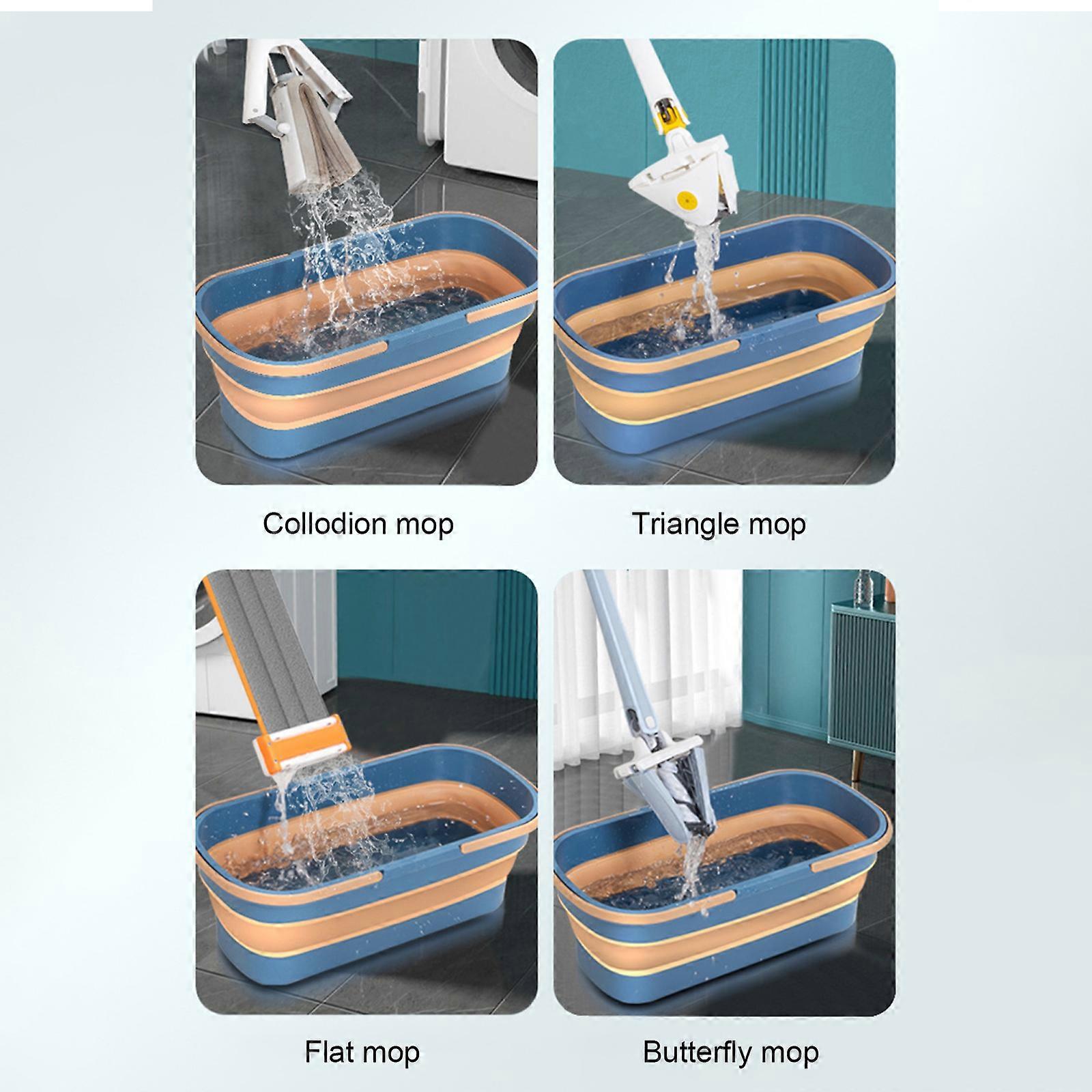 Large Flat Mop Cleaning Bucket, Large Flat Mop Floor Mop Large Foldable ...