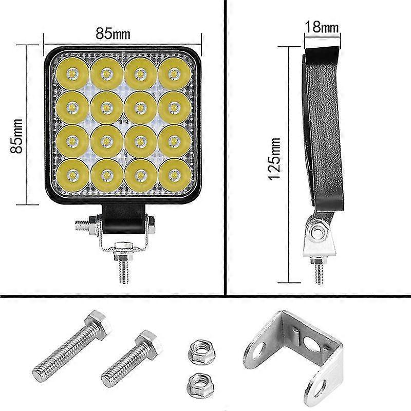 4 X 48w Led Work Light, Square Spotlight 12v 24v Long Range Led ...