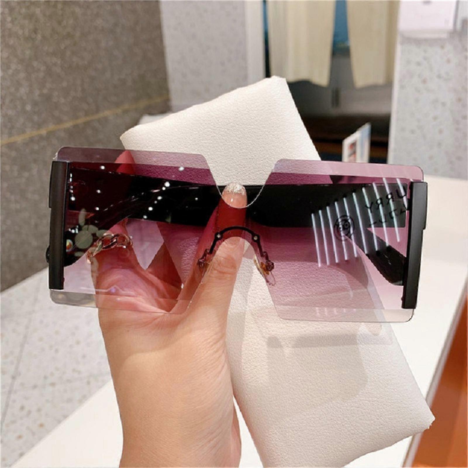 Retro Rimless Sunglasses Oversized Shades Anti Glare Sunglasses For ...