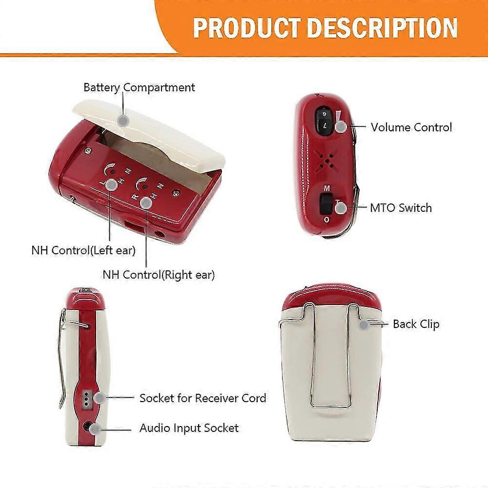 2 Channels Digital Binaural Adjusting Super Power Body Worn Bw Hearing ...