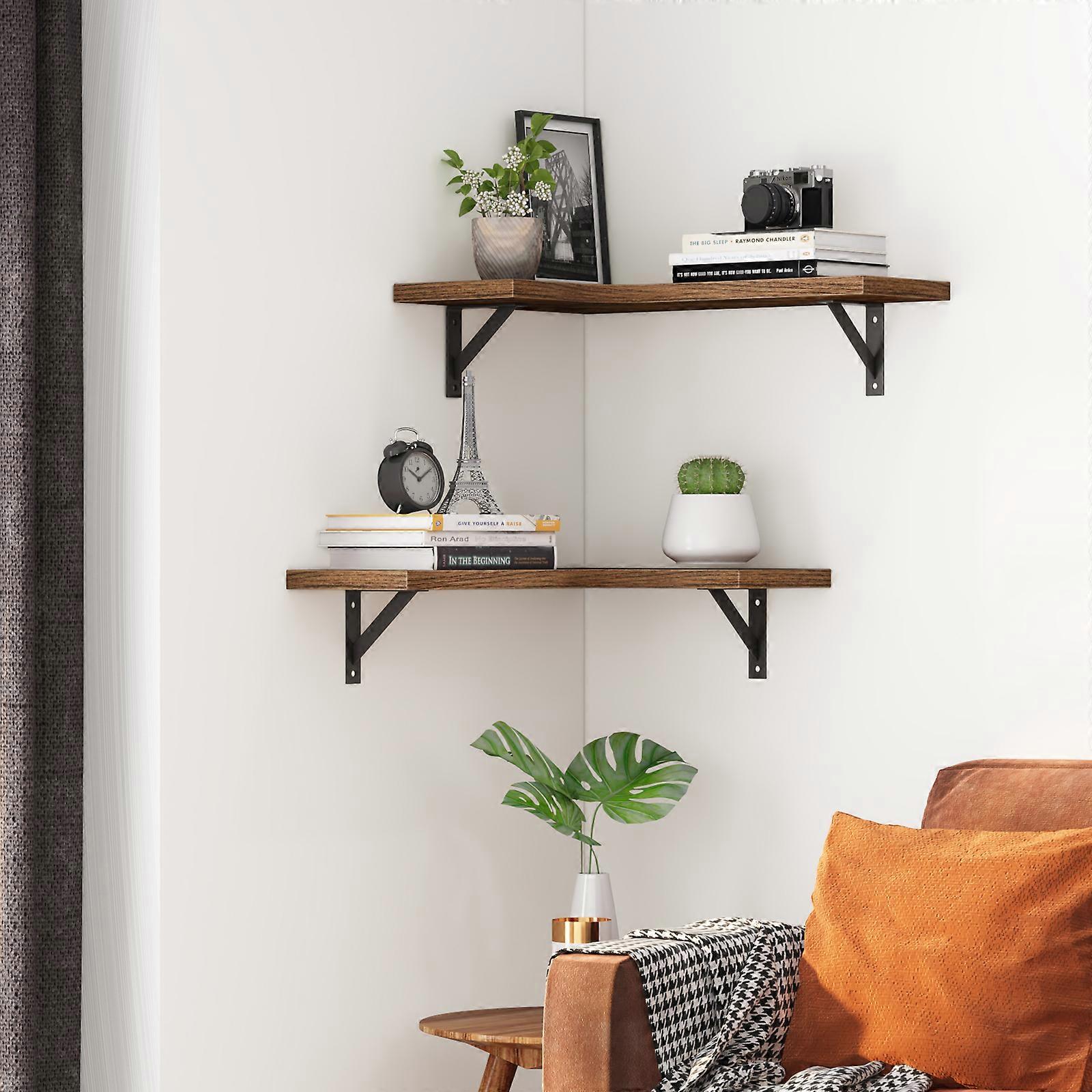 HOMEMAXS 2 Tiers L Shaped Corner Shelf Wall Mount Floating Shelf Photo ...