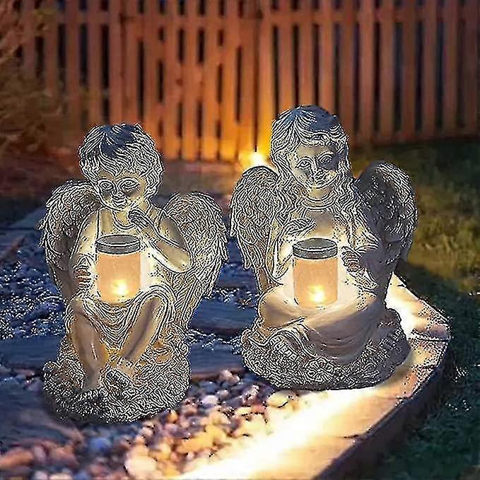 Garden Ornaments Solar Angel Decorations Statues -boys Guardian Angel ...