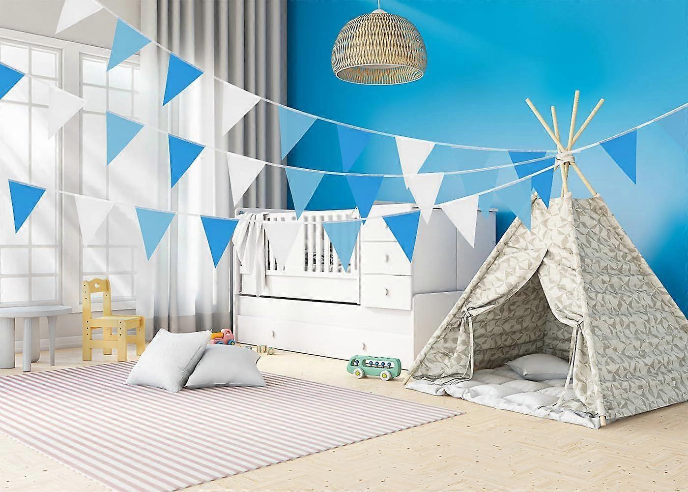 66ft Bunting Banner - Blue and White Reusable Flags for Party | Fruugo UK