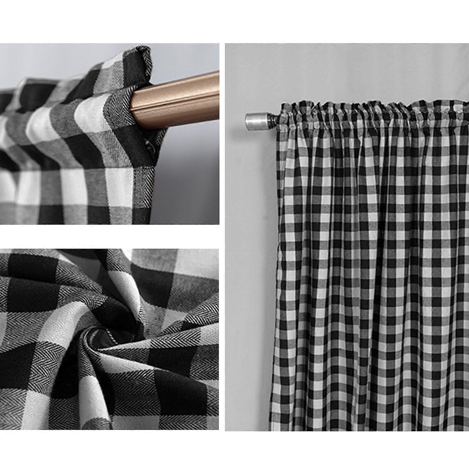 Red and Black Buffalo Check Tier Curtains for Kitchen, Heavy Duty ...