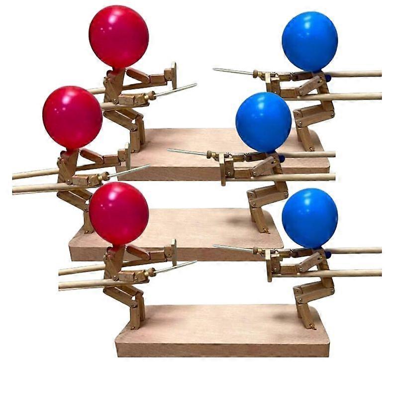 3Pcs Balloon Bamboo Man Battle Fencing Wooden Bots Battle Game Fast ...