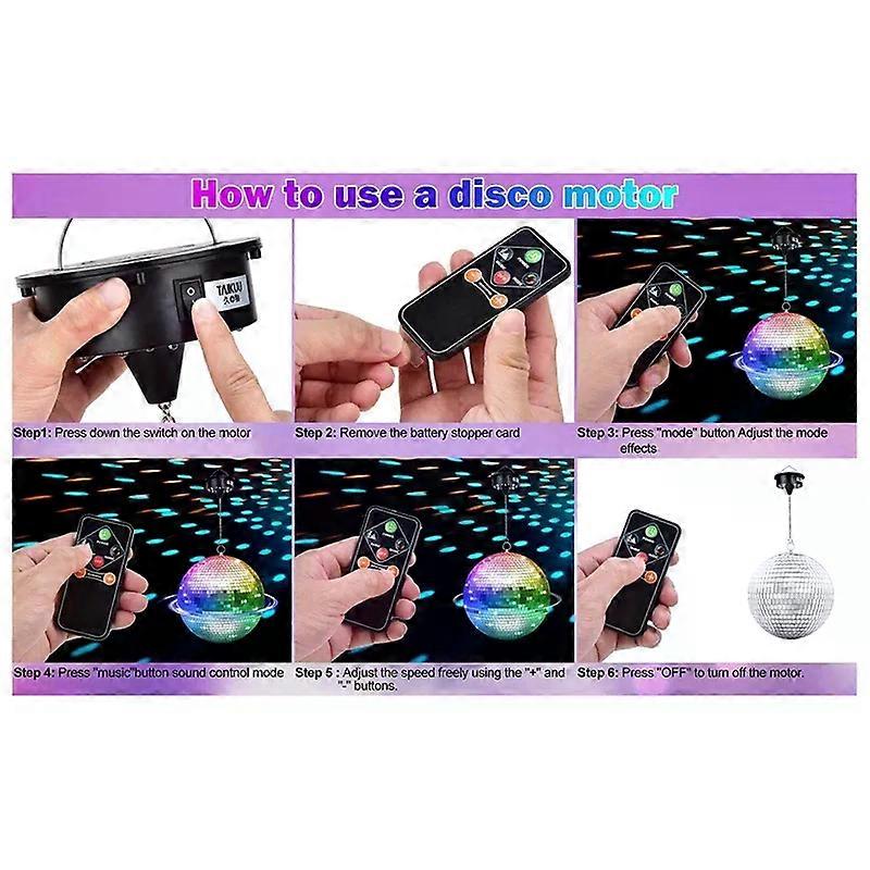 A76X-Disco Ball Motor Lights With Remote 3-15RPM Adjustable Spinner 18Leds For 8 10 12 16 20 24 ...
