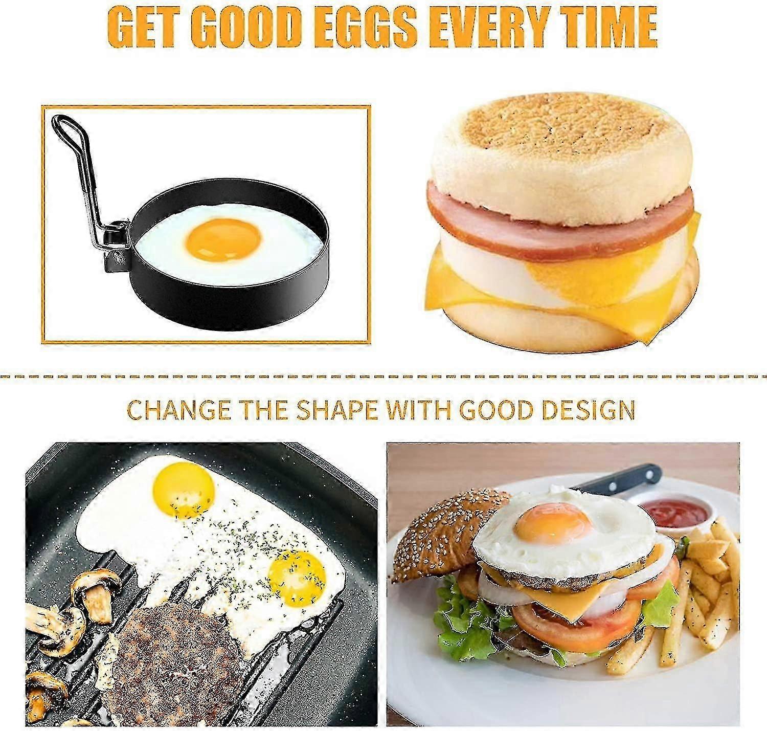 4 Pieces Fried Egg Molds, Pancake Mold Stainless Steel Non-stick ...
