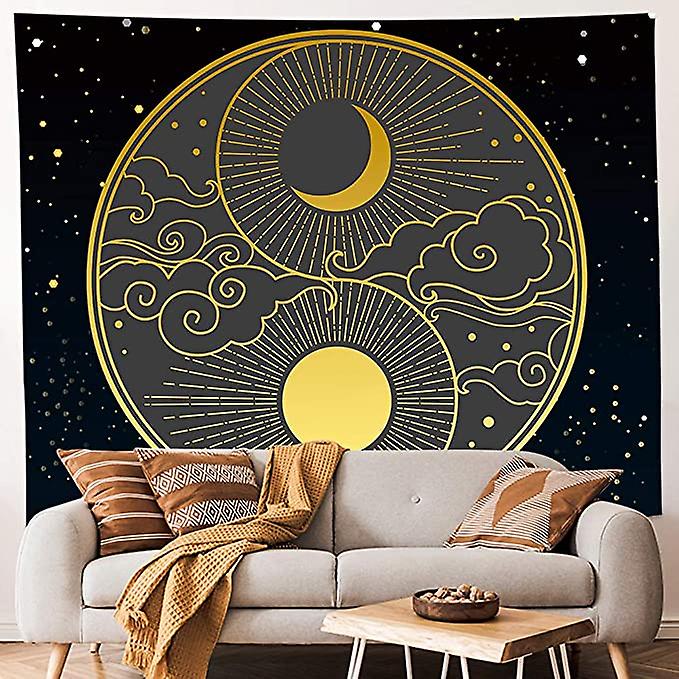 Sun and Moon Tapestry Tai Chi Wall Hanging Auspicious Cloud Yin Yang ...