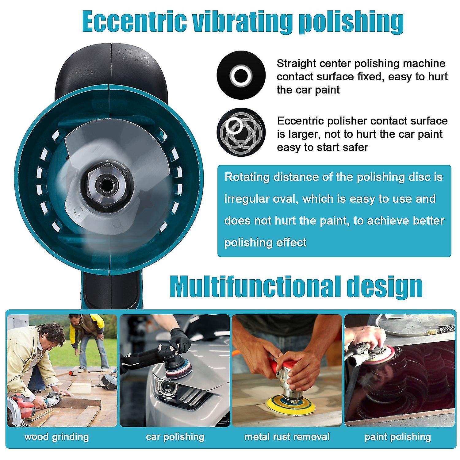 21V Cordless Car Polisher 6 Gears of Speeds Adjustable Electric Auto ...