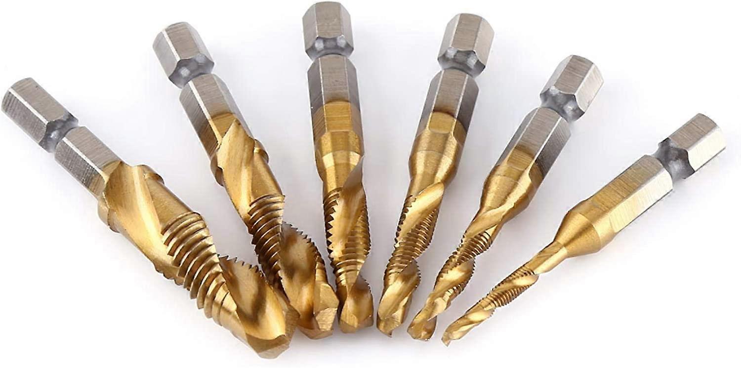 6 Piece Metric Drill and Tap Set HSS Titanium Coated Metric Thread ...