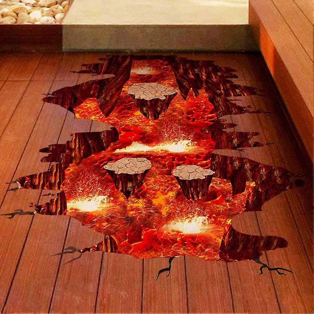2pcs Creative 3D Space Wall Decals Removable PVC Magic Floor Flame and ...