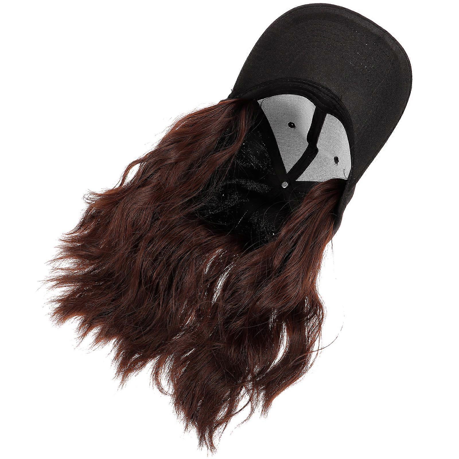 Baseball Cap with Hair Extension Wavy Curly Wig Synthetic Wave Wig Hat ...